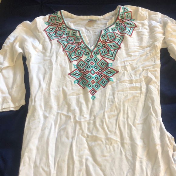Tops | White Colorful Tunic | Poshmark